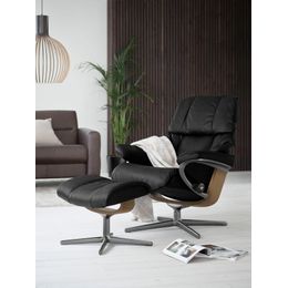 stressless "Reno" Set, Relaxsessel mit Hocker, mit Hocker, mit Cross Base, Gr&ouml;&szlig;e S, M & L, Holzakzent Eiche