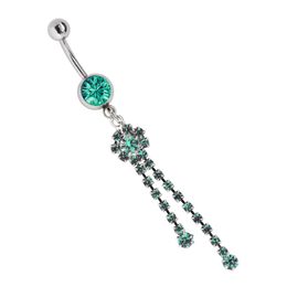 Adelia&acute;s ADELIA ́S Damen Bauchnabelpiercing "Piercing Bauchnabelpiercing", onesize, gr&uuml;n, Chirurgiestahl, Piercings, Zirkoniakugel mit Ketten Blumen Stein