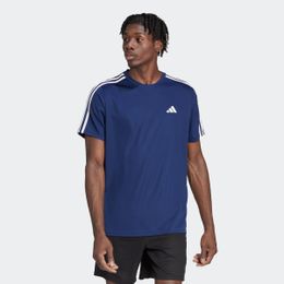 Herren T-Shirt "TRAIN ESSENTIALS 3-STREIFEN TRAINING", blau, Gr. M, adidas Performance, clean, Obermaterial: 100% Polyester, Shirts
