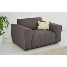 Loveseat Home Affaire, B:140cm H:75cm T:96cm, grau, 100% polyester, Sessel, "Avelin, 1.5 Sitzer, 140 cm, Chenille, Struktur-Boucle", mit
