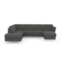 Sit & More Wohnlandschaft SIT & MORE, B:303cm H:87cm T:213cm, grau, Sofas, "Visby U-Form", Wahlweise mit Bettfunktion und Stauraum, frei im Raum stellbar