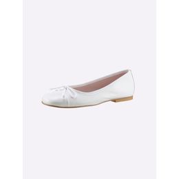 Heine Damen Ballerina, Gr. 42, wei&szlig;, Glattleder, Leder, Synthetik, Schuhe