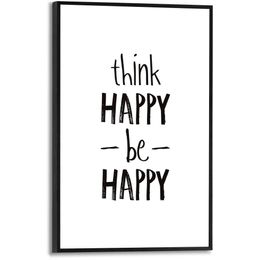 Poster Reinders, B:20cm H:30cm T:1,6cm, schwarz, MDF, Schlafzimmer, Bilder, "Think happy, be happy"