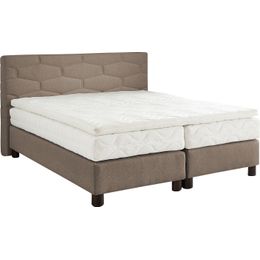 Boxspringbett, B:175cm L:210cm, beige, Westfalia Schlafkomfort, Bezug: 100% Polyester, Komplettbetten, wahlweise mit Topper