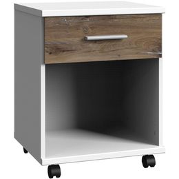 Rollcontainer wimex, B:46cm H:59cm T:45cm, wei&szlig;, Holzwerkstoff, Kunststoff, Metall, B&uuml;ro, Rollwagen, "Joker", Schrank mit 1 Schublade und offenes