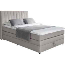 Boxspringbett Alina, B:151cm L:212cm, grau, Feinstruktur TRA (100% Polyester), Jugendzimmer, Komplettbetten, "Marvin", inklusive Bettkasten und