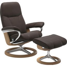 stressless "Consul" Set, Relaxsessel mit Hocker, mit Hocker, mit Signature Base, Gr&ouml;&szlig;e S, Gestell Eiche
