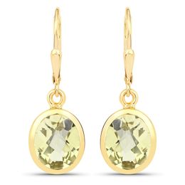 VIRA JEWELS Damen Paar Ohrh&auml;nger "925-Sterling Silber vergoldet Gl&auml;nzend Lemon Quarz gr&uuml;n", one-size, 4,6, Silber 925 (Sterlingsilber), gelb, Silber