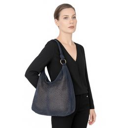 Damen Schultertasche "Midnight Luxe", Collezione Alessandro, blau, Leder, Taschen, aus Leder mit Laser-Lochung
