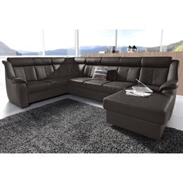 Sit & More Wohnlandschaft SIT & MORE, B:315cm H:98cm T:210cm, schwarz, Luxus-Microfaser Altara Nubuck (100% Polyester);Kunstleder SOFTLUX;NaturLEDER (echtes