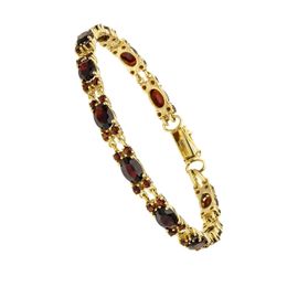 Jobo Damen Goldarmband "Armband mit Granat", 18cm, Gelbgold 375, gelb, Gelbgold 375, Armb&auml;nder, 375 Gold 18 cm