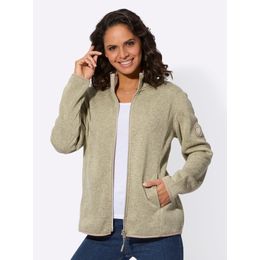 Casual Looks Damen Fleecejacke, gr&uuml;n, Gr. 46, gemustert, mehrfarbig, meliert, 100% Polyester, Jacken