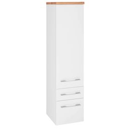 Midischrank Welltime, B:30cm H:130cm T:35cm, wei&szlig;, Badezimmer, Schr&auml;nke, "Davos", mit 2 Schubladen