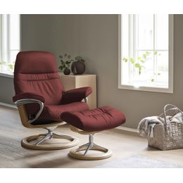 Fu&szlig;hocker stressless, B:57cm H:42cm T:40cm, rot, Leder BATICK: BATICK ist ein leicht korrigiertes, durchgef&auml;rbtes und genarbtes M&ouml;belleder, bei dem
