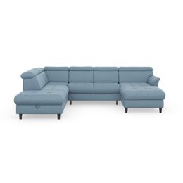Sit & More Wohnlandschaft SIT & MORE, B:304cm T:216cm, blau, 98% Polyester, 2% Polyamid, Sofas, "Marano U-Form", inklusive Kopfteilverstellung, wahlweise mit