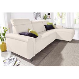 Sit & More Ecksofa SIT & MORE, B:253cm H:102cm T:168cm, beige, Luxus-Microfaser (100% Polyester);NaturLEDER Punch (echtes Rindsleder) in Sitz und R&uuml;cken. Korpus