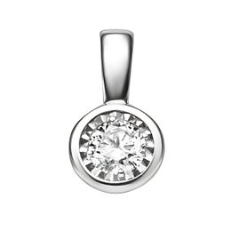 Adelia&acute;s ADELIA ́S Damen Kettenanh&auml;nger "Damen 585 Wei&szlig;gold Anh&auml;nger mit Diamant Brillant &Oslash; 6 mm", 0,18 VVS = sehr sehr kleine Einschl&uuml;sse, Diamanten Gold