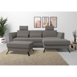 Sit & More Ecksofa SIT & MORE, B:261cm H:88cm T:172cm, grau, 100% Polyester, Wohnzimmer, Sofas, "Olsen L-Form", inklusive Sitztiefenverstellung, wahlweise mit
