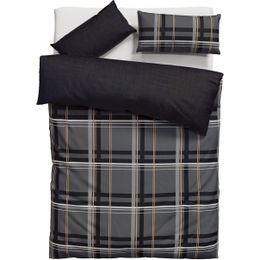 Wendebettw&auml;sche OTTO HOME, grau, Linon, Obermaterial: 100% Baumwolle, Bettw&auml;sche, "Talin", ab Gr. 135x200, 100% Baumwolle, Karo-Design, Marke H.I.S.