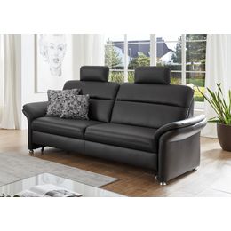 3-Sitzer DIE PLANBAR, B:228cm H:119cm T:92cm, schwarz, Sofas, "PN-EM16031, mit Kopfst&uuml;tzen", wahlweise mit Relaxauszug