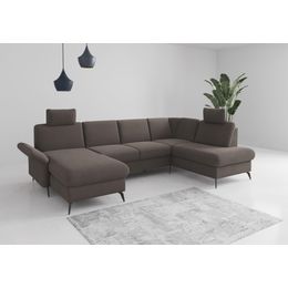 Wohnlandschaft Home Affaire, B:314cm H:93cm T:195cm, grau, 100% Polyester, Sofas, "Rochelle", wahlweise mit Bettfunktion, Bettkasten und