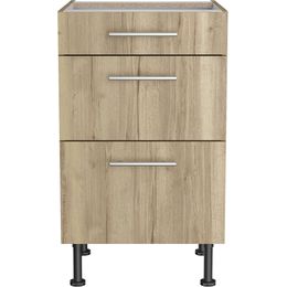 Unterschrank Optifit, B:50cm H:87cm T:58,4cm, braun, Holzwerkstoff, K&uuml;che, Schr&auml;nke, "Klara", Breite 50 cm