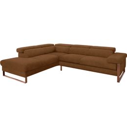 Ecksofa W.Schillig, B:281cm H:71cm T:230cm, braun, Flachgewebe S22 (100% Polyester);Stoff S37 (100% Polyester);Longlife Xtra-Leder Z59: Glattleder
