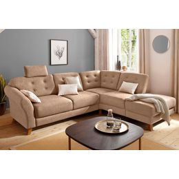 Ecksofa Home Affaire, B:260cm H:89cm T:90cm, braun, Struktur weich ( 97% Polyester, 3% Baumwolle);Luxus-Microfaser ALTARA NUBUCK (100%