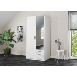 Kleiderschrank Priess, B:94cm H:193cm T:56cm, wei&szlig;, Holzwerkstoff, Schlafzimmer, Schr&auml;nke, "Amsterdam", mit oder ohne LED-Beleuchtung