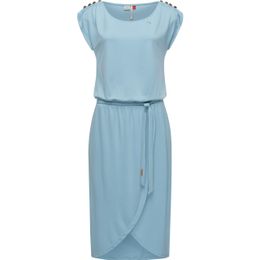 Ragwear Damen Jerseykleid "Ethany", blau, Gr. S, 68% Modal, 32% Polyester, Kleider, stylisches, langes Shirtkleid mit Bindeg&uuml;rtel
