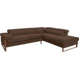 Ecksofa W.Schillig, B:281cm H:71cm T:230cm, braun, Flachgewebe S22 (100% Polyester);Stoff S37 (100% Polyester);Longlife Xtra-Leder Z59: Glattleder