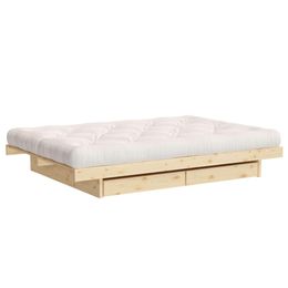 Bettgestell Karup Design, B:142cm H:25cm L:200cm, beige, Betten, "Kanso Bed, Stauraumbett, Bett mit oder ohne Schubladen", Bett mit/ohne Schubladen,