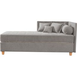 Schlafsofa Alina, B:201cm H:90,5cm T:91cm, grau, Chenille GCP (100% Polyester), Jugendzimmer, Sofas, "Kona", 7-Zonen Taschenfederkernmatratze,
