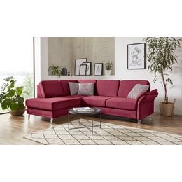 Sit & More Ecksofa SIT & MORE, B:254cm H:89cm T:190cm, rot, Wohnzimmer, Sofas, "Clio L-Form", wahlweise mit Bettfunktion und Bettkasten, inklusive Federkern