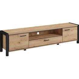 Lowboard Home Affaire, B:210cm H:50cm T:41cm, braun, Dekorfolie, FSC-zertifizierter Holzwerkstoff, MDF, Wohnzimmer, Sideboards, "Aktiv", Breite 210 cm