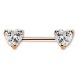 Adelia&acute;s ADELIA ́S Damen Brustwarzenpiercing "Piercing Brustpiercing", rosa, Chirurgiestahl, Piercings, Mit zwei gefassten klaren Steinherzen in 5 mm &Oslash;