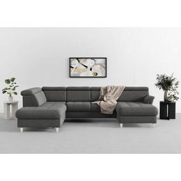 Sit & More Wohnlandschaft SIT & MORE, B:304cm T:216cm, grau, 98% Polyester, 2% Polyamid, Sofas, "Marano U-Form", inklusive Kopfteilverstellung, wahlweise mit