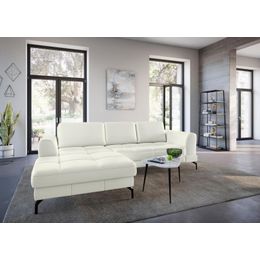 Sit & More Ecksofa SIT & MORE, B:284cm H:87cm T:175cm, wei&szlig;, Wohnzimmer, Sofas, "Bendigo L-Form", inklusive Sitztiefenverstellung, Bodenfreiheit 15 cm, 2