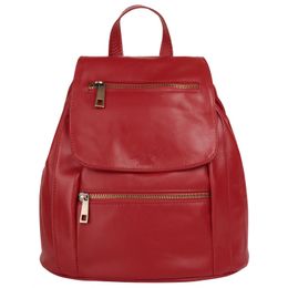 Samantha Look Damen Cityrucksack, rot, Leder, Rindsleder, beschichtet, leicht gl&auml;nzend, Rucks&auml;cke, echt Leder, Made in Italy