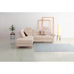 Ecksofa Home Affaire, B:238cm H:90cm T:213cm, beige, 100% Polyester, Wohnzimmer, Sofas, "Westerland L-Form", Federkern-Polsterung, wahlweise mit