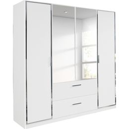 Dreht&uuml;renschrank Rauch, B:181cm H:197cm T:54cm, wei&szlig;, Holzwerkstoff, Schr&auml;nke, "Marl", mit eleganten Chromgriffen sowie Aufleistungen