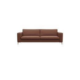 3-Sitzer FLEXLUX, B:229cm H:85cm T:92cm, braun, 100% Echteder, Sofas, "Fiore, super Sitzkomfort durch Kaltschaum im Sitz", breite Armlehnen, F&uuml;&szlig;e