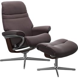 stressless "Sunrise" Set, Relaxsessel mit Hocker, mit Hocker, mit Cross Base, Gr&ouml;&szlig;e S, M & L, Holzakzent Braun