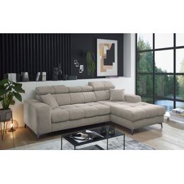 Ecksofa, B:268cm H:86cm T:172cm, beige, ED EXCITING DESIGN, 92% Polyester, 8% Nylon, Wohnzimmer, Sofas, "Sydney L-Form", mit Bettfunktion,