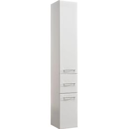 Hochschrank SAPHIR, B:30cm H:185,5cm T:33cm, wei&szlig;, Spanplatte, Badezimmer, Schr&auml;nke, "Quickset 376 Badschrank 30 cm breit, 2 T&uuml;ren, 1 Schublade",