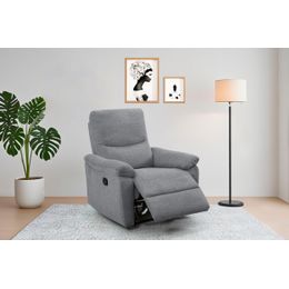 Relaxsessel Home Affaire, B:92cm T:91cm, grau, Wohnzimmer, Sessel, "ODILON, TV-Sessel mit Relax- und Liegefunktion, Struktur-Bezug", manuelle und