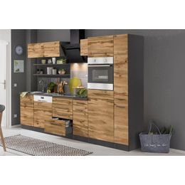 KOCHSTATION "KS-Tulsa" ohne E-Ger&auml;te, Breite 270 cm, schwarze Metallgriffe, MDF Fronten