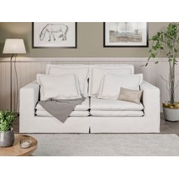 3-Sitzer Home Affaire, B:196cm H:95cm T:108cm, beige, 92% Polyester, 8% Nylon, Sofas, "ALISSAS BIS mit vielen Kissen, Biesen an den Kissen",
