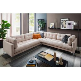 Wohnlandschaft TRENDS BY HG, B:265cm H:75cm T:265cm, beige, Sofas, "Landau U-Form", in Cord-Stoff mit Metallfu&szlig;