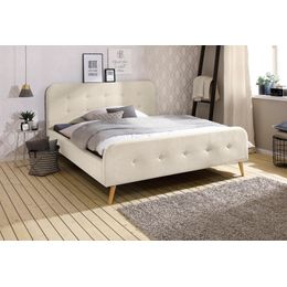Polsterbett Home Affaire, B:175cm L:219cm, beige, Betten, "Amrum", mit aufwendiger Knopfleiste am gepolstertem Kopf-und Fu&szlig;teil